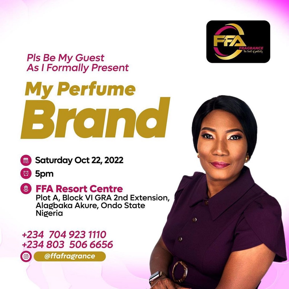 Funke Felix Adejumo Is Set To Launch Her Perfume Brand, "FFA Fragrance"